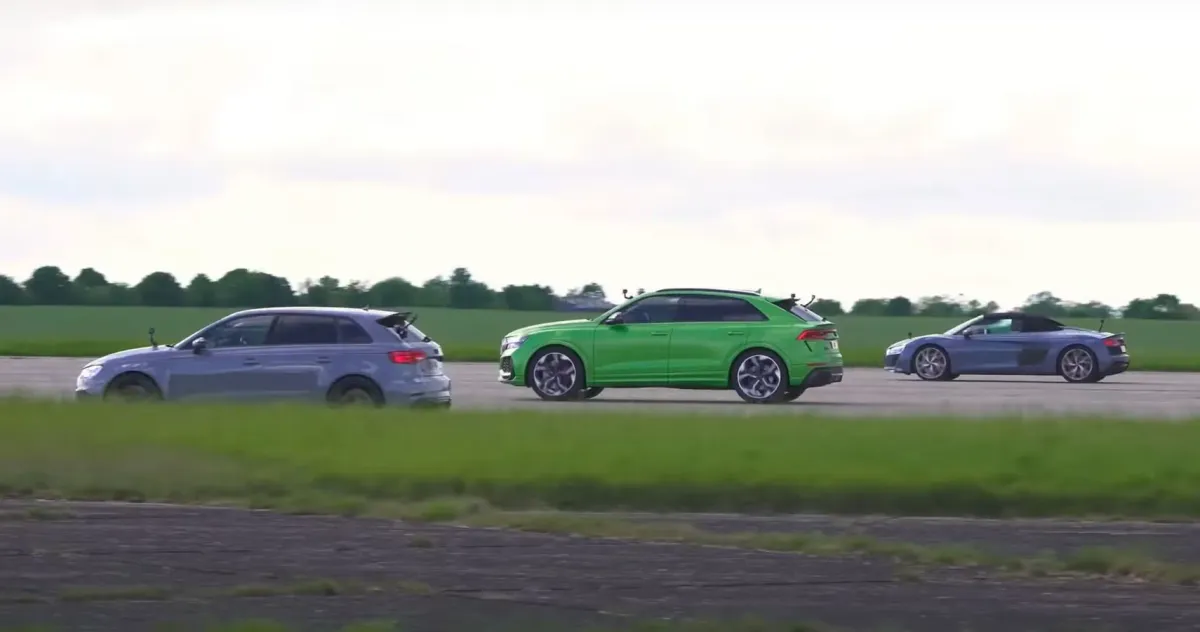 Audi RS3 vs RS Q8 vs R8: ¿Cuál Gana la Carrera?